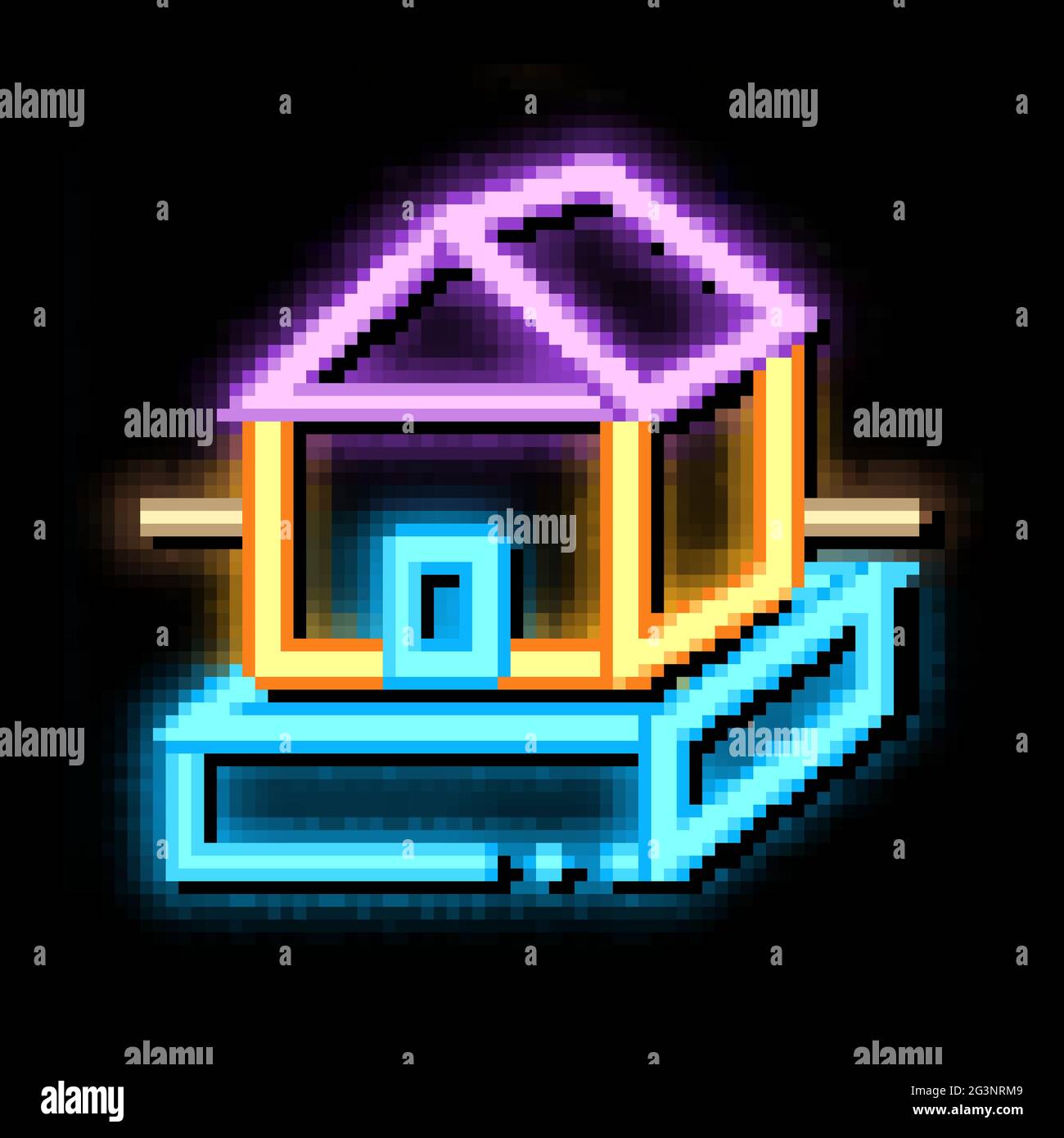 house on foundation neon glow icon illustration Stock Vector Image ...