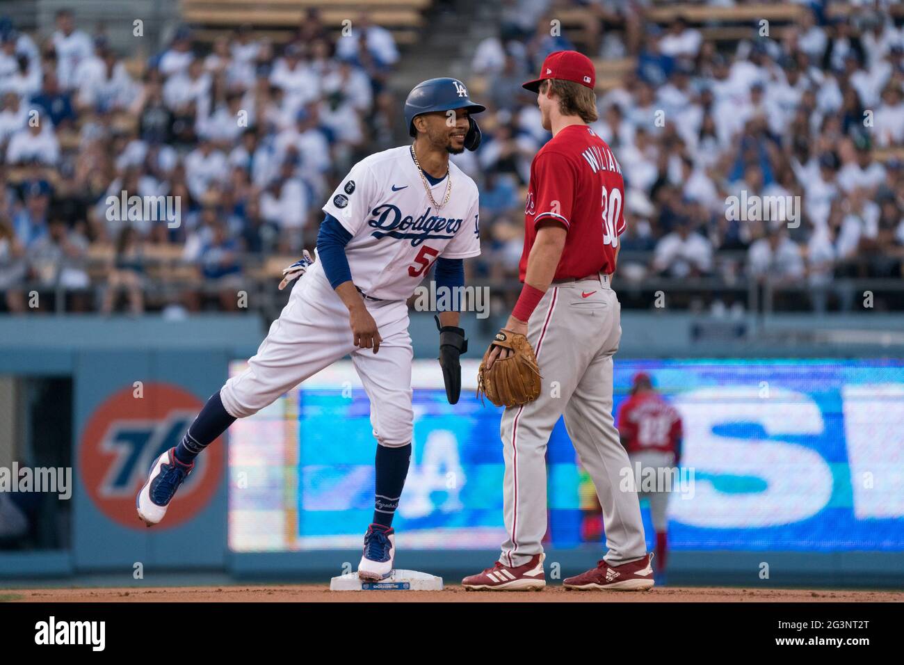 Los Angeles Dodgers right fielder Mookie Betts (50) and Philadelphia ...