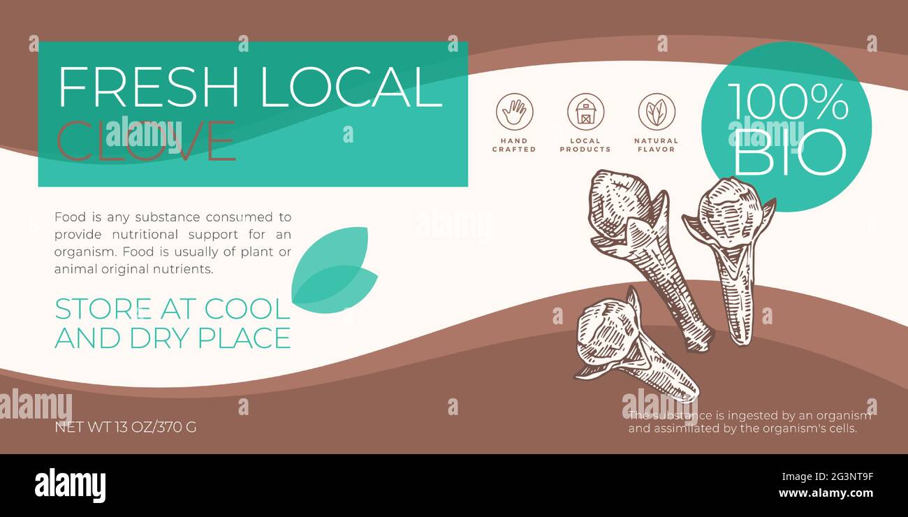Fresh Local Spices Label Template. Abstract Vector Packaging Horizontal ...