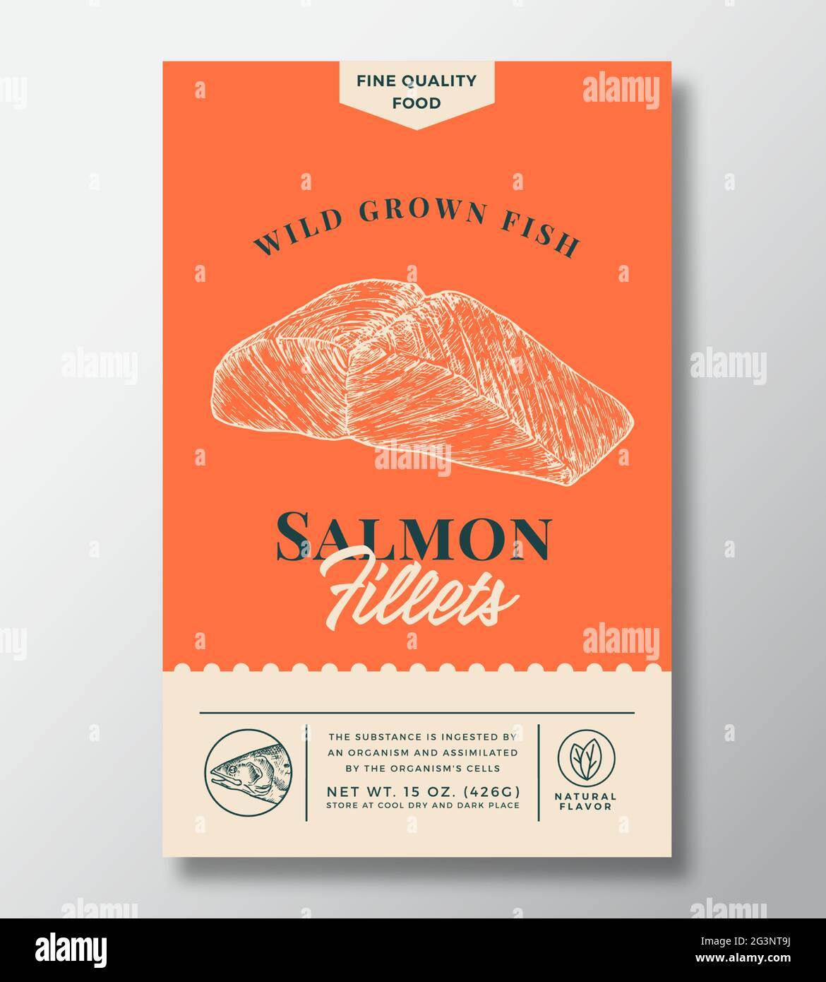 Wild Salmon Abstract Vector Packaging Design or Label. Modern ...