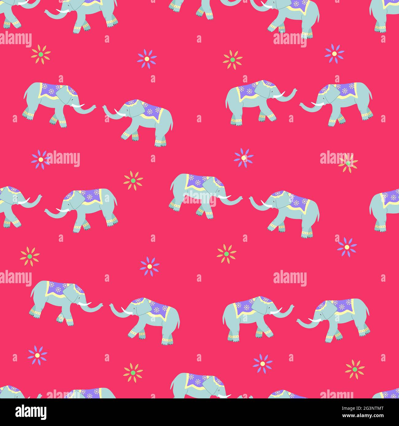 Seamless pattern of decorated elephant, lotus and flower patterns. The ...
