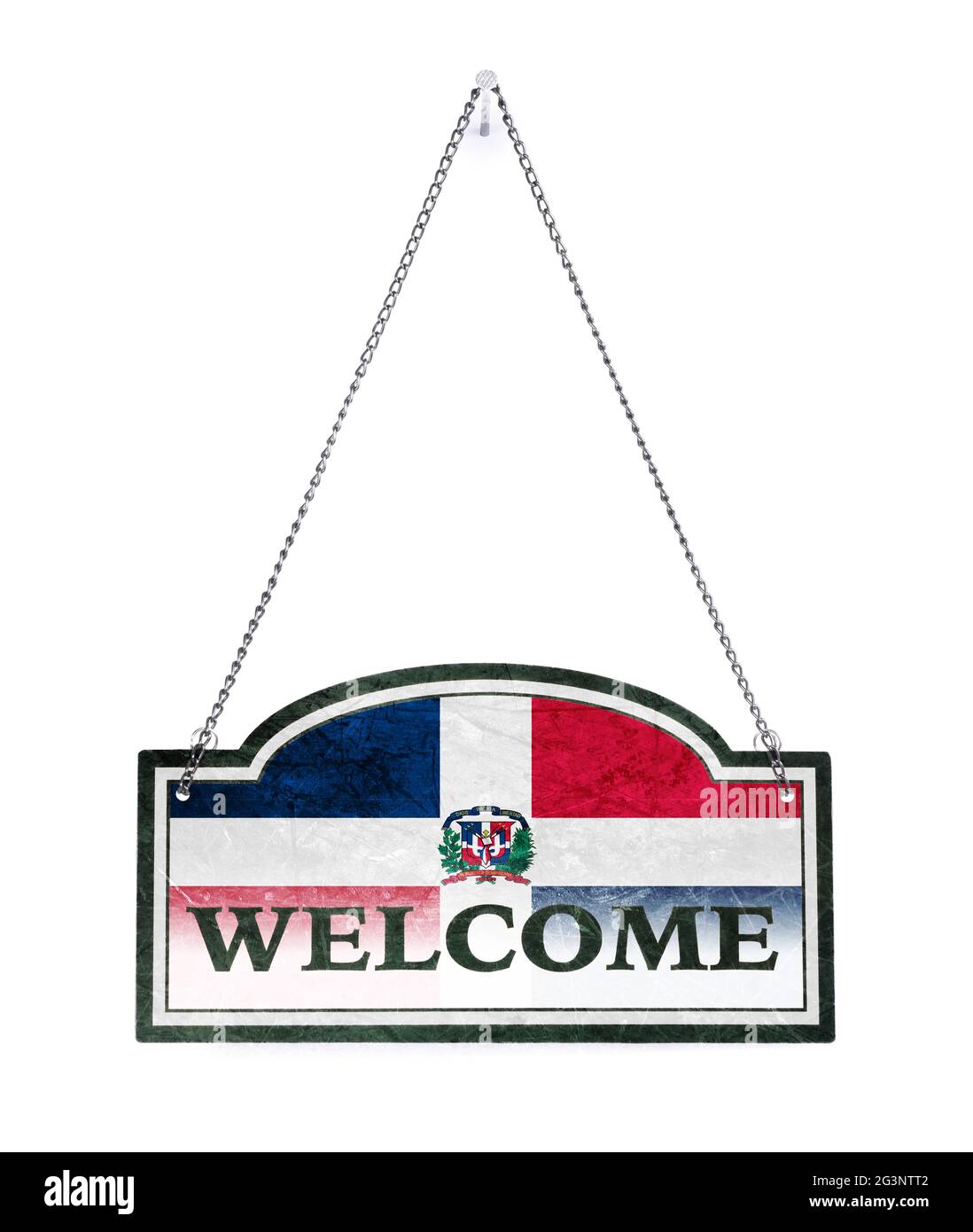 Dominican Republic welcomes you! Old metal sign isolated Stock Photo ...