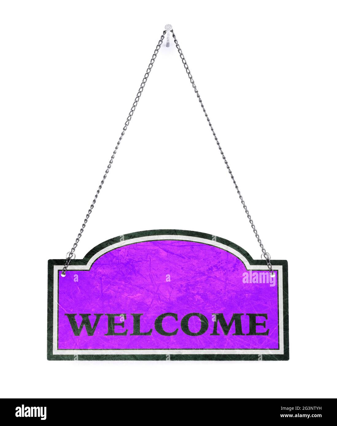 Be welcome! Old metal sign isolated Stock Photo - Alamy