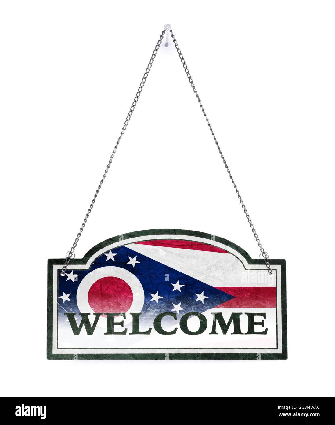Ohio welcomes you! Old metal sign isolated Stock Photo - Alamy