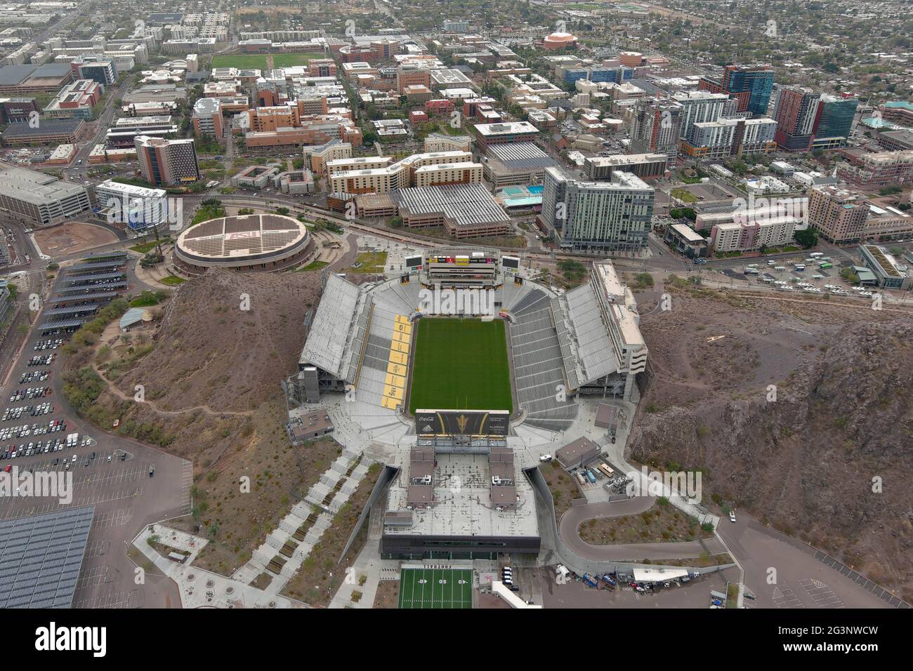 An aerial view of Sun Devil Stadium on the campus of Arizona State ...