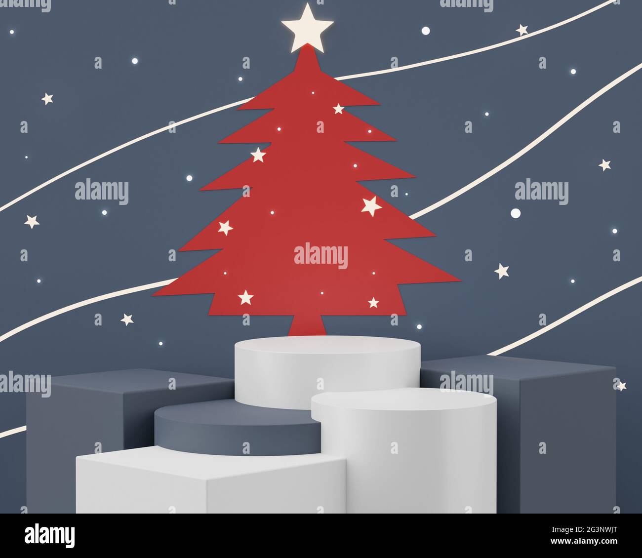 Minimal scene of Christmas holiday theme concept decorate with displays ...