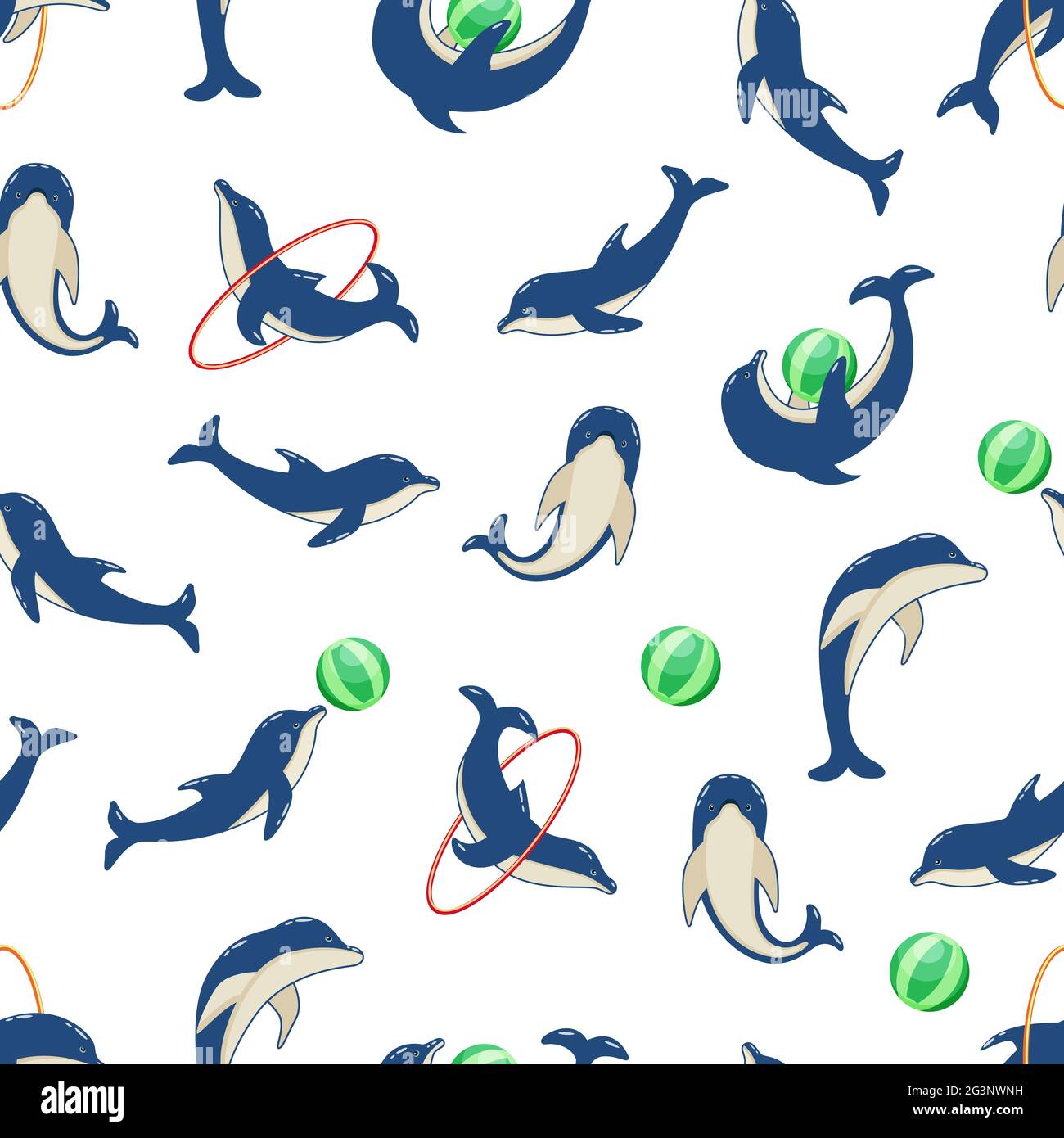 Seamless Pattern dolphins in different poses, vector illustration of ...