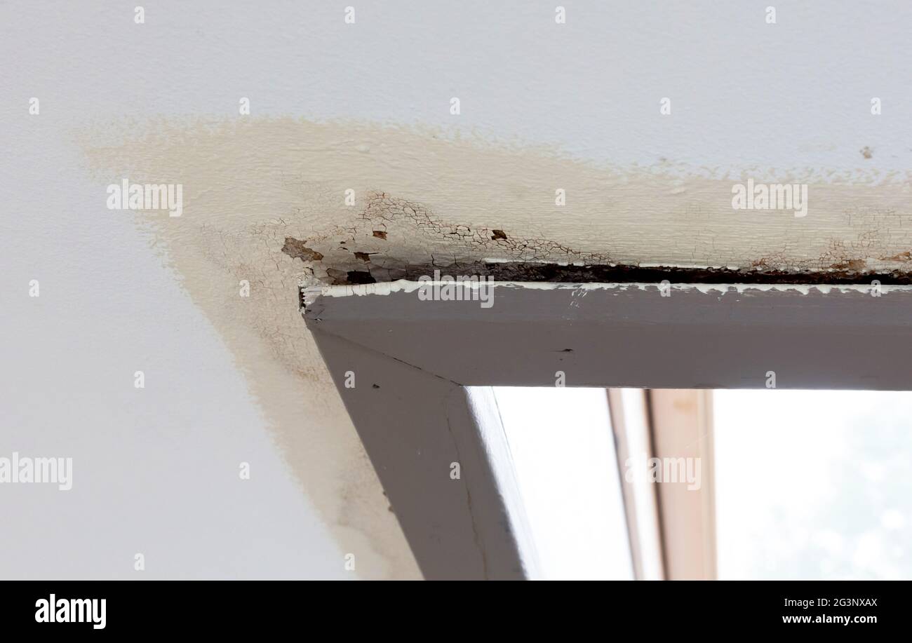 Roof window after leaking Stock Photo - Alamy