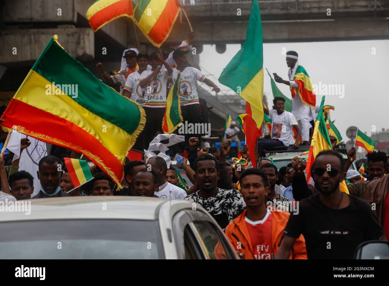 Addis Ababa, Addis Ababa. 16th June, 2021. Supporters of the Balderas ...
