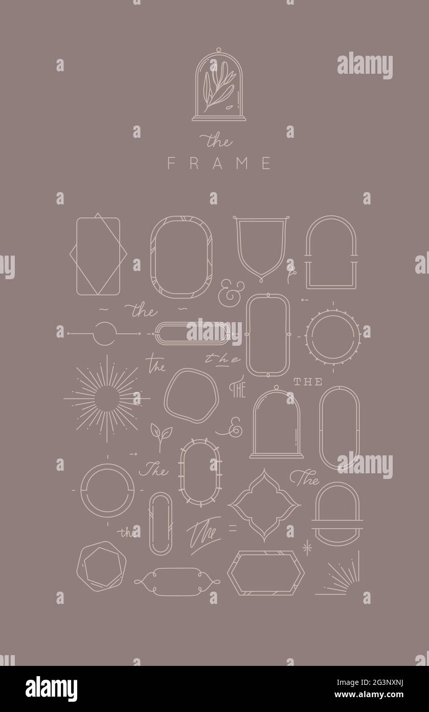 Modern design frames in flat style drawing on hot cocoa color ...