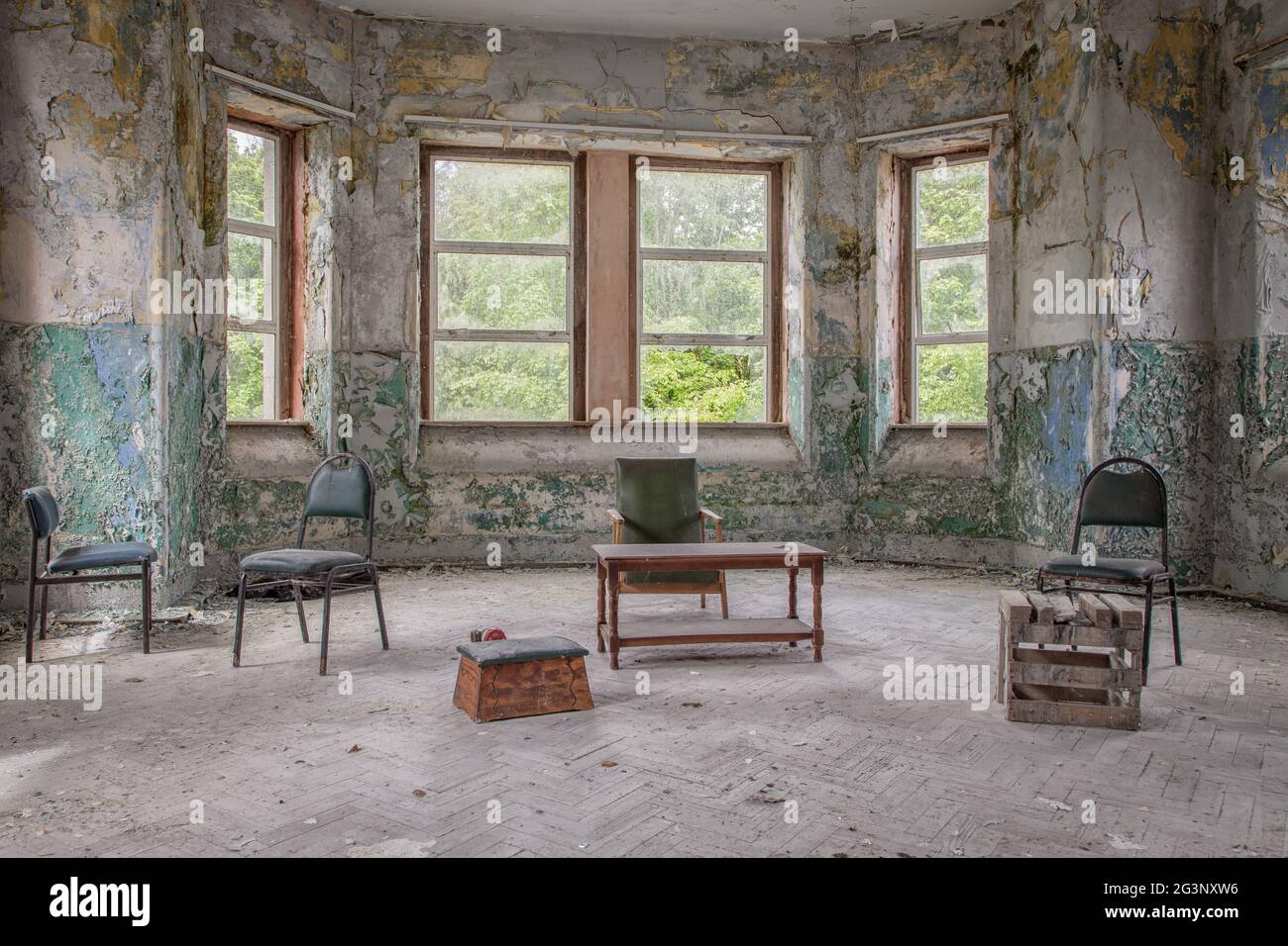 Chairs remained in the building's eerie recreation rooms. MIDLANDS ...