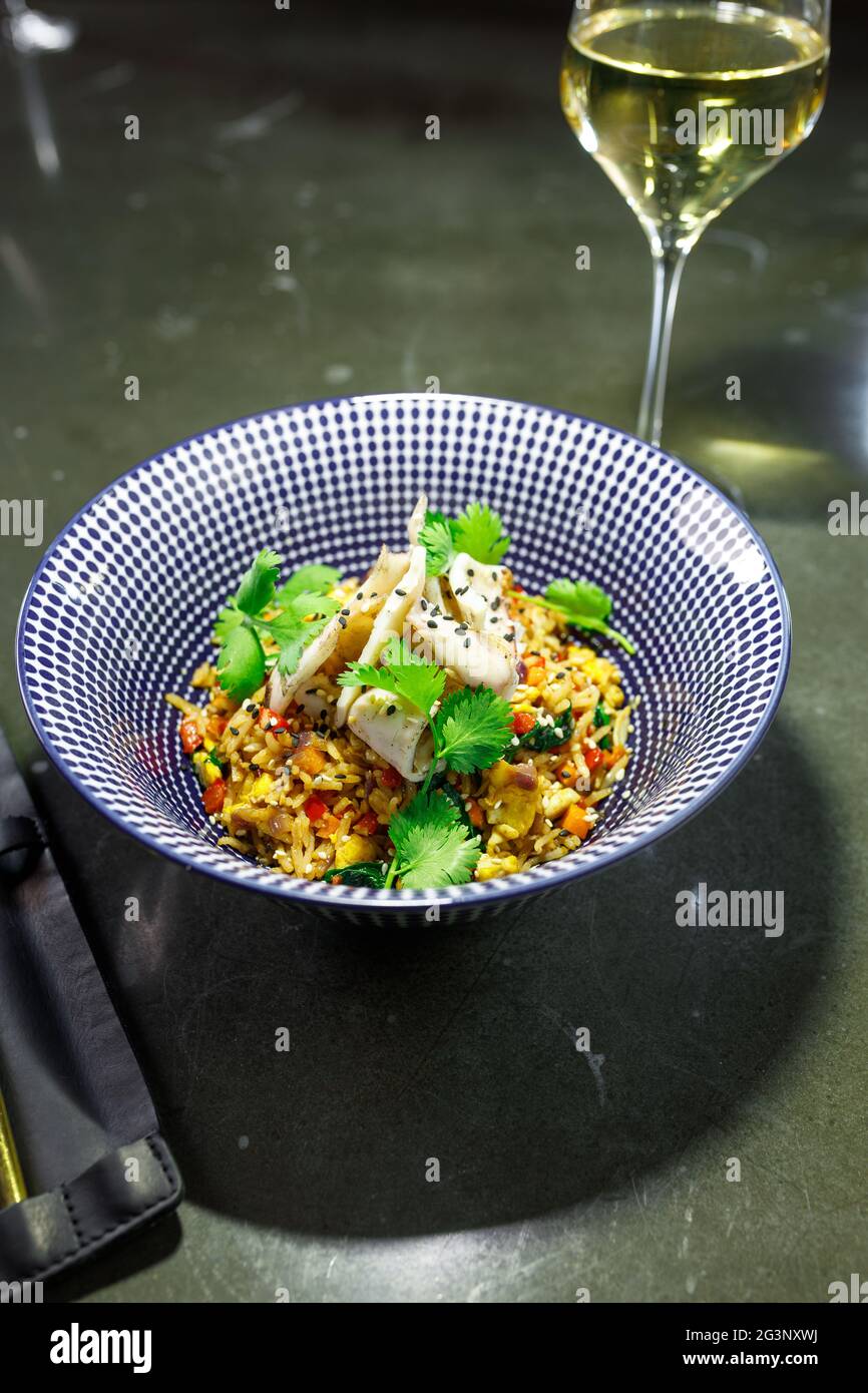 Tom Yum Squid Fried Rice Stock Photo - Alamy