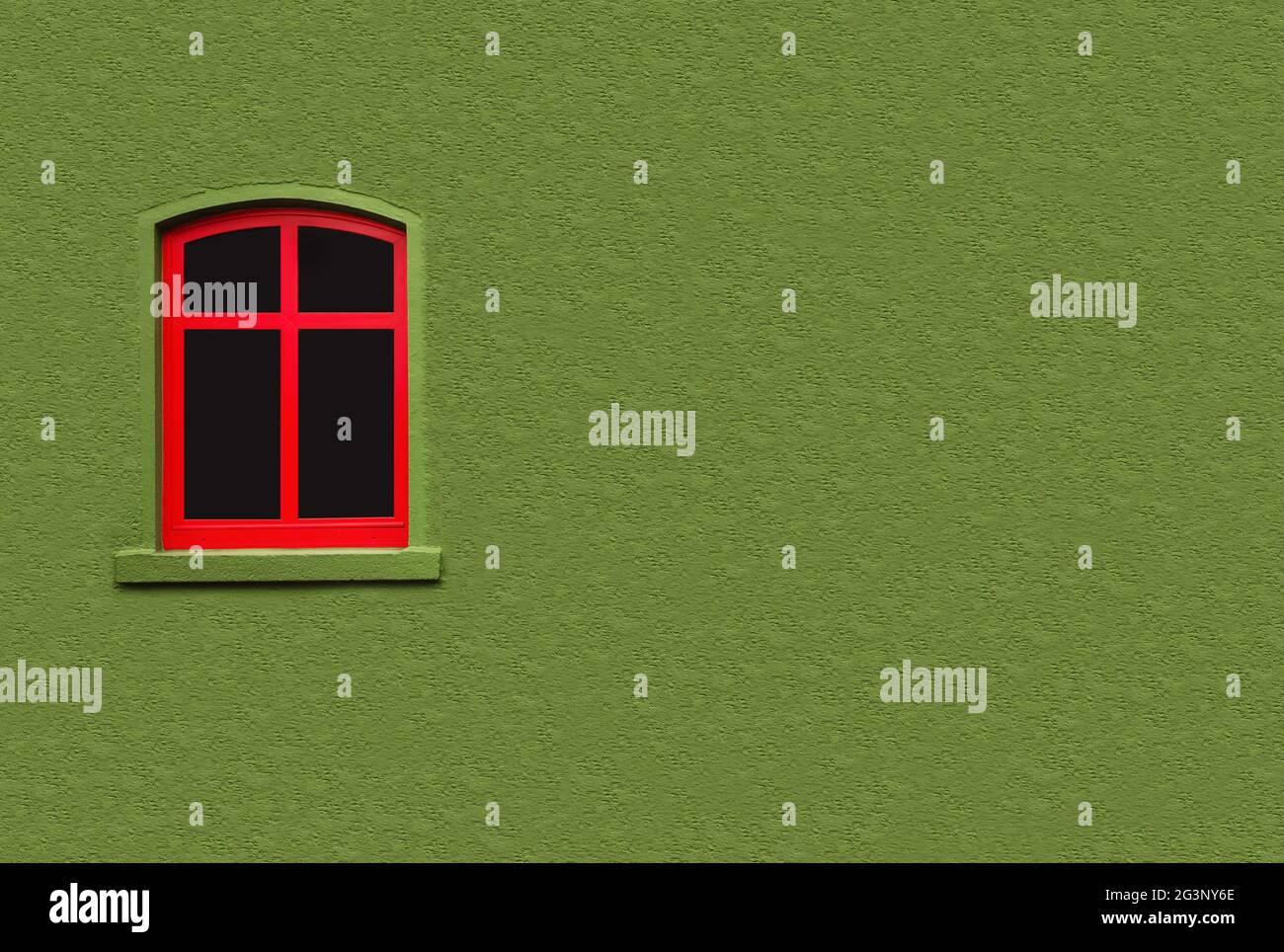 The red window of the green wall Stock Photo - Alamy