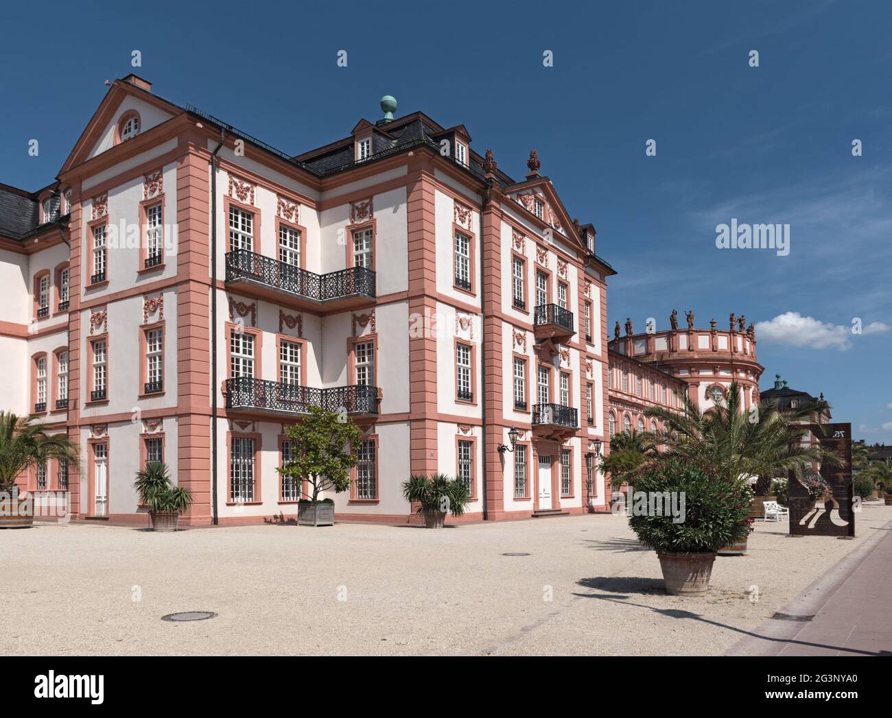 The baroque palace on the banks of the rhine river wiesbaden biebrich ...