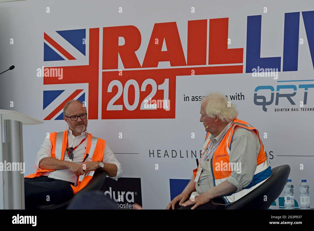 Andrew Haines, Network Rail Chief Executive, discussing industry issues with Nigel Harris of ...