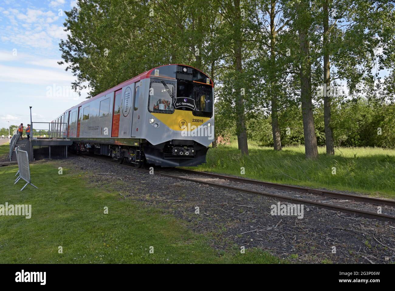 A Viva Rail 230 Class DMU in Transport For Wales livery. The unit is ...