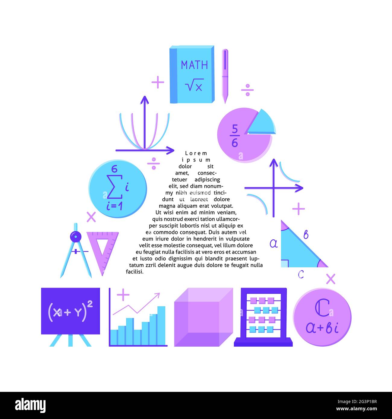 Mathematics triangle frame banner in flat style. Math science poster ...