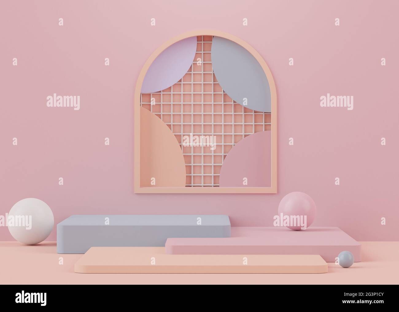 3d rendering of pastel minimal displays podium or pedestal for mock up ...