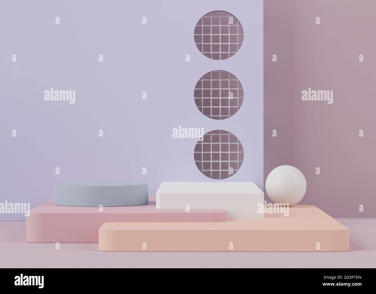 3d rendering of pastel minimal displays podium or pedestal for mock up ...
