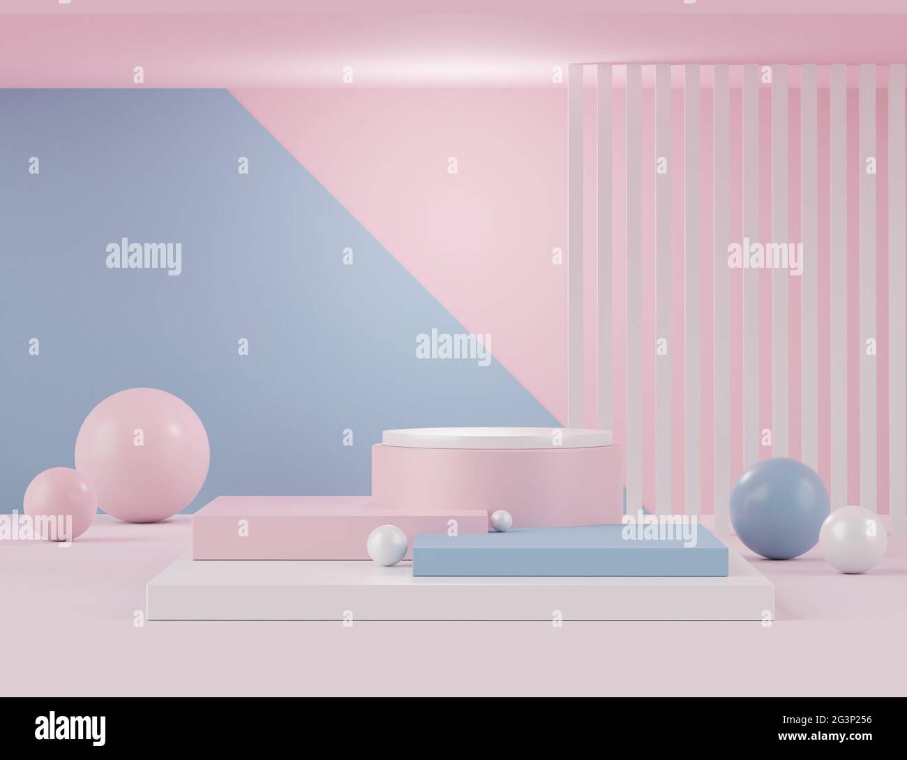 3d rendering of pastel minimal displays podium or pedestal for mock up ...