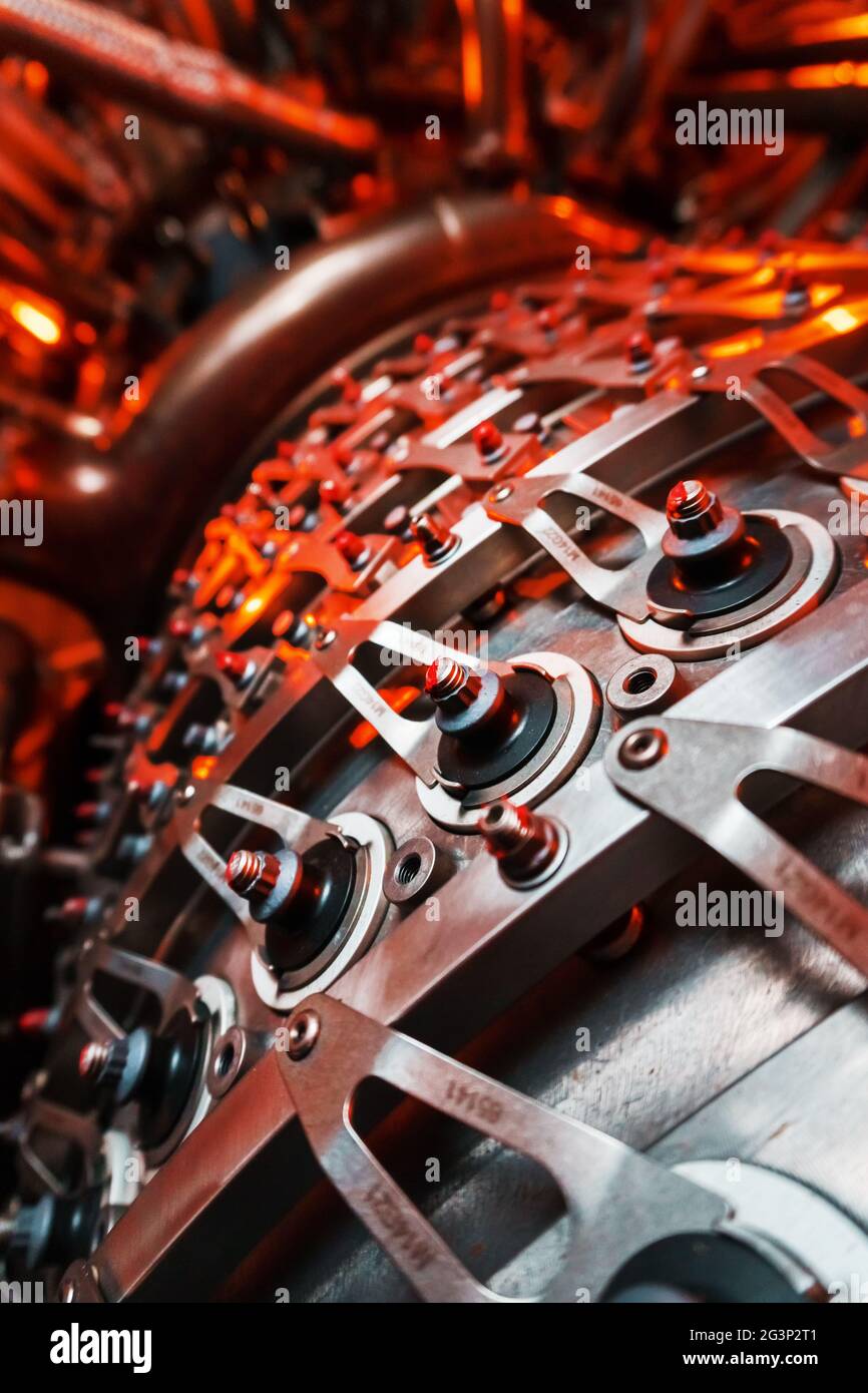Electric generating engine of a gas pumping unit. A huge turbine in the ...