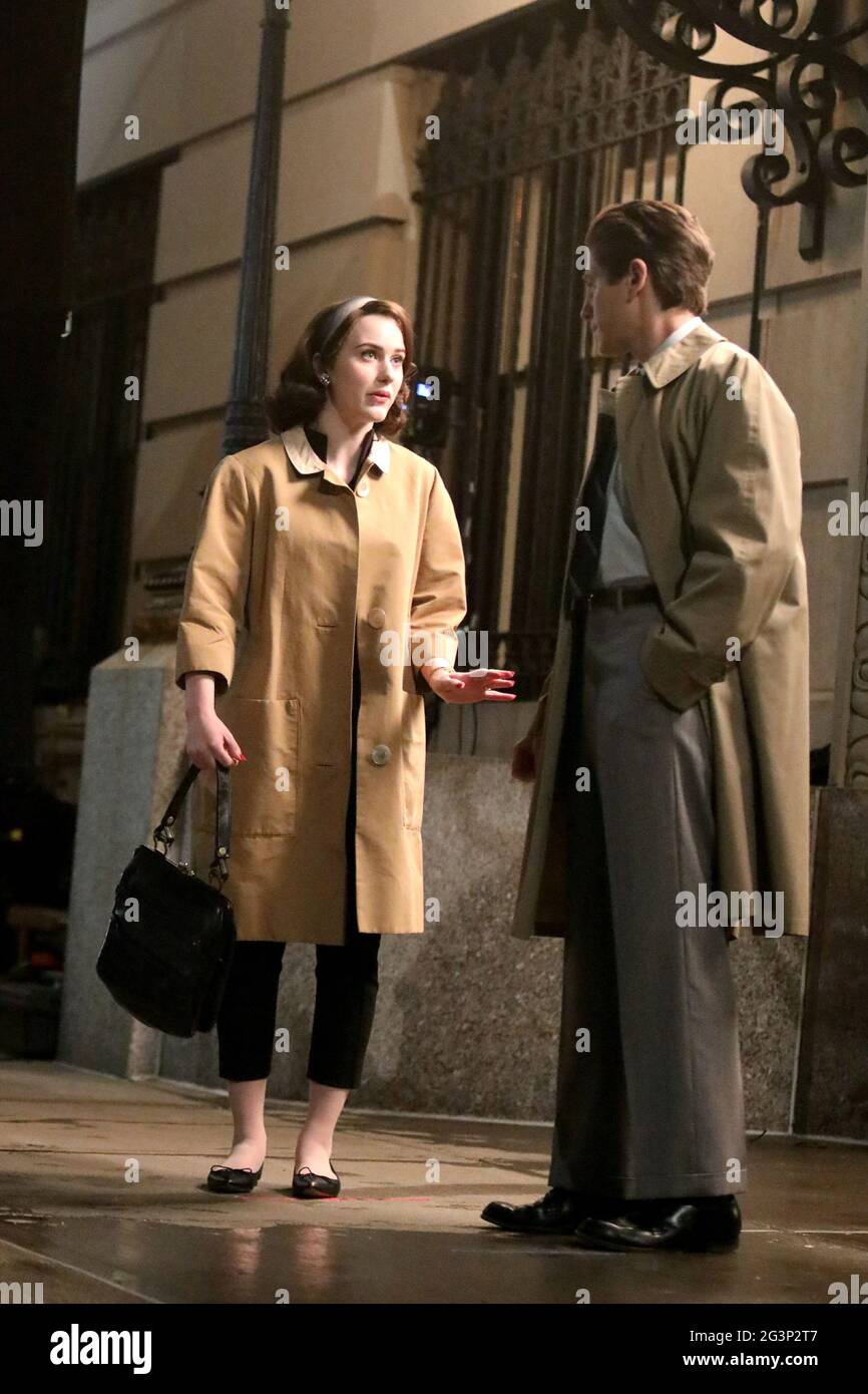New York - NY - 20210513 Rachel Brosnahan and Michael Zegen film a ...