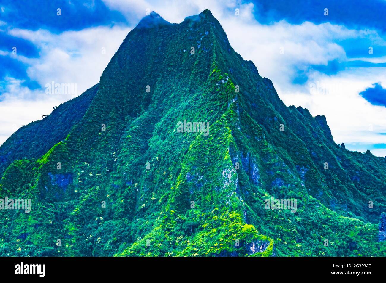 Colorful Mount Rotui Second Highest Mountain Volanic Peak on Moorea ...