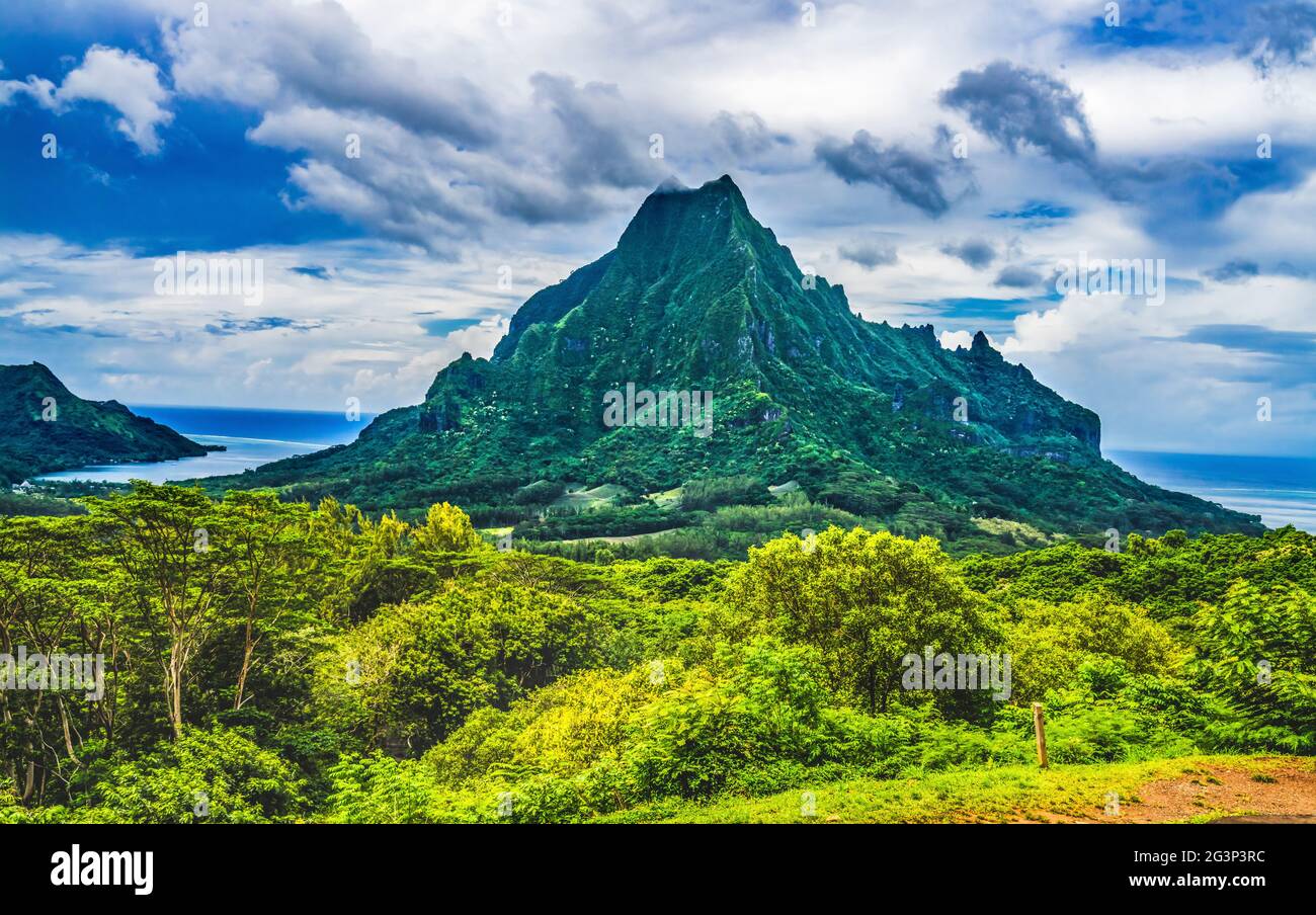 Colorful Mount Rotui Second Highest Mountain Volanic Peak on Moorea ...