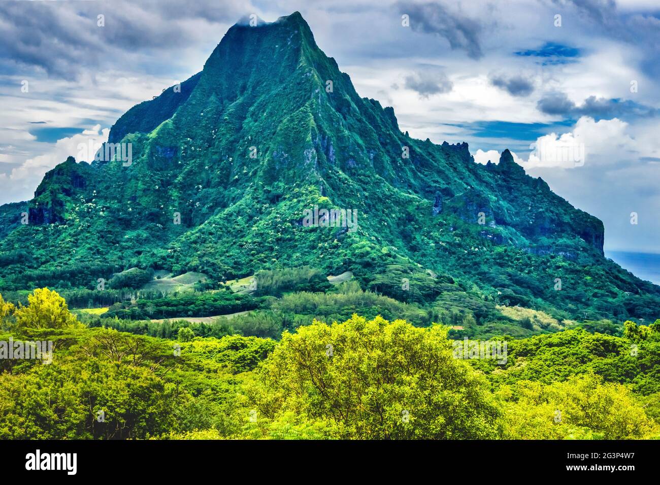 Colorful Mount Rotui Second Highest Mountain Volanic Peak on Moorea ...