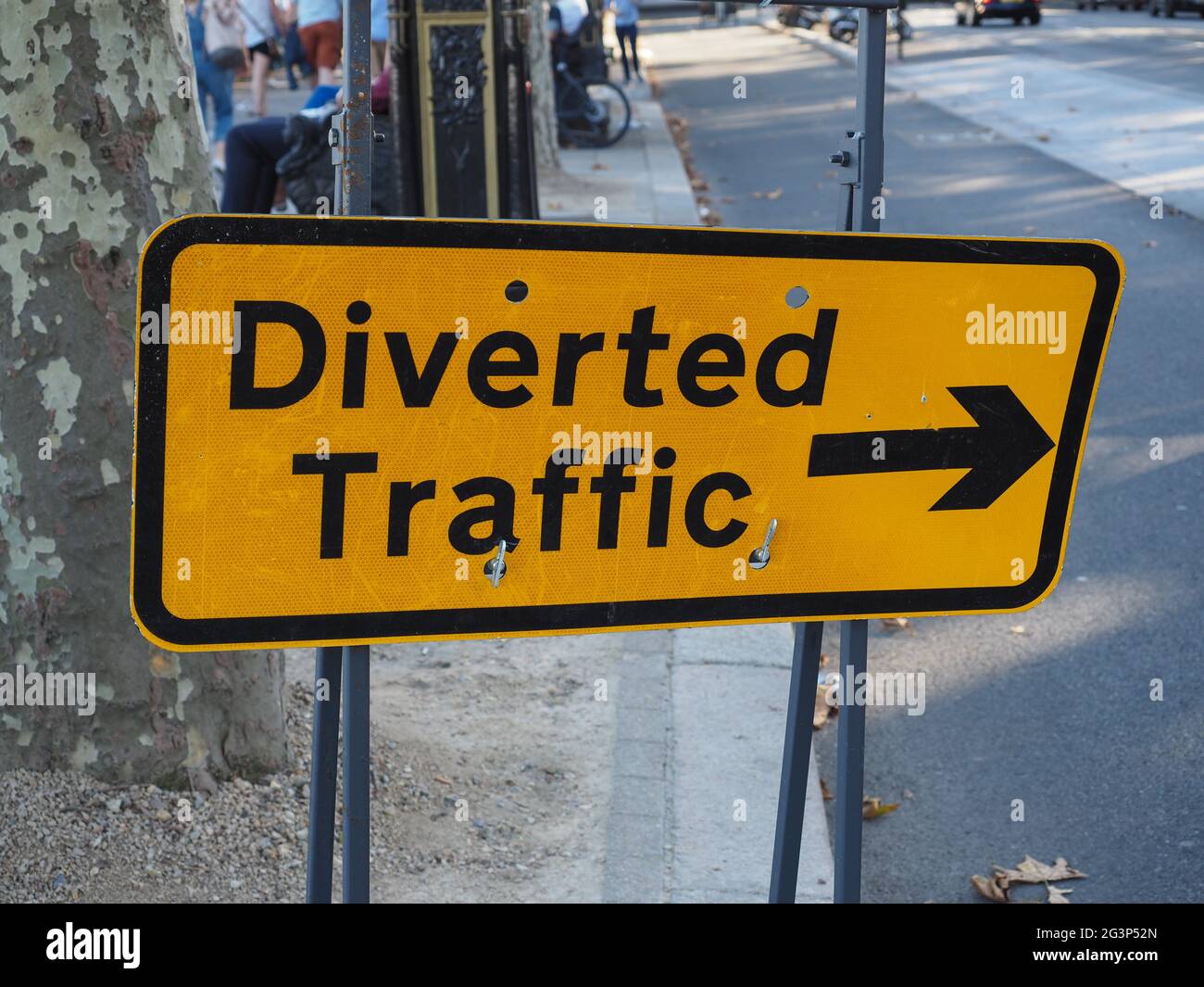 Diverted traffic sign Stock Photo - Alamy