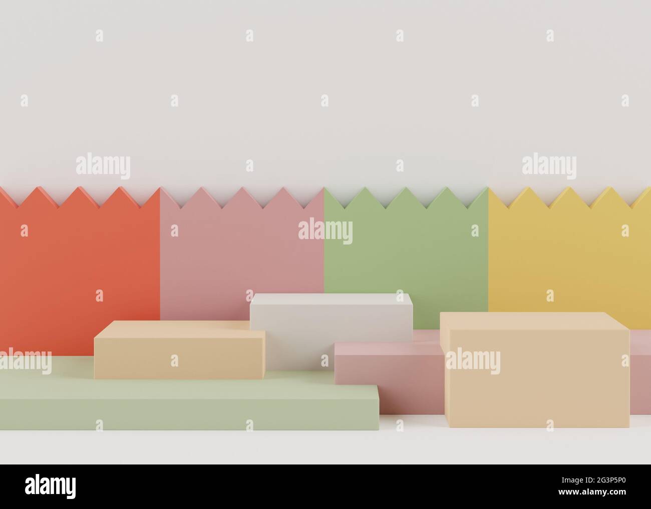 Podium stand with pastel color arches scene. Minimalist geometric ...