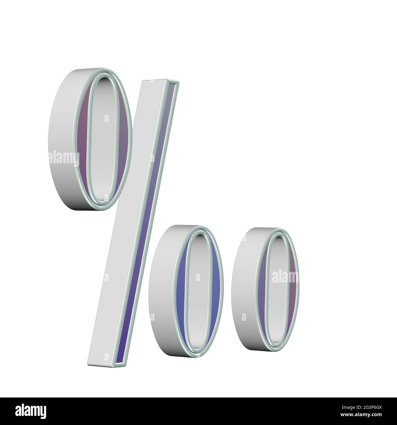 Symbol for per thousand, 3D illustration, against white background ...