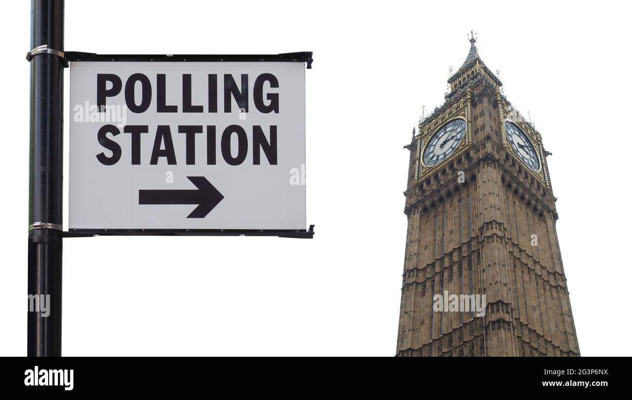 English polling station sign Cut Out Stock Images & Pictures - Alamy
