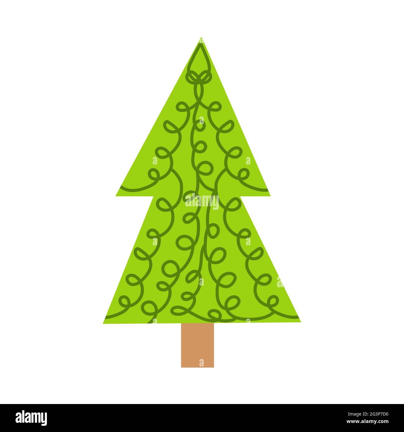 christmas tree. Hand drawing fir tree, Christmas ornaments. Holiday ...
