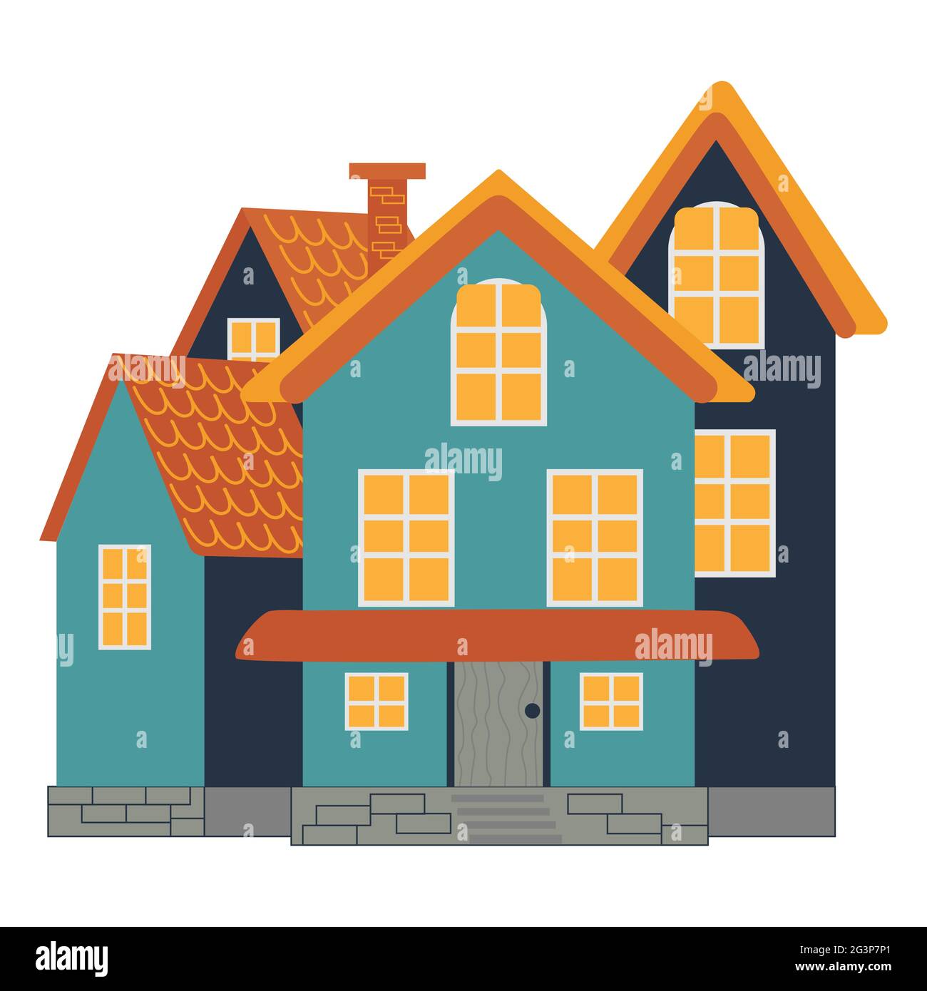 illustration of cool detailed turquoise house icon isolated on white ...