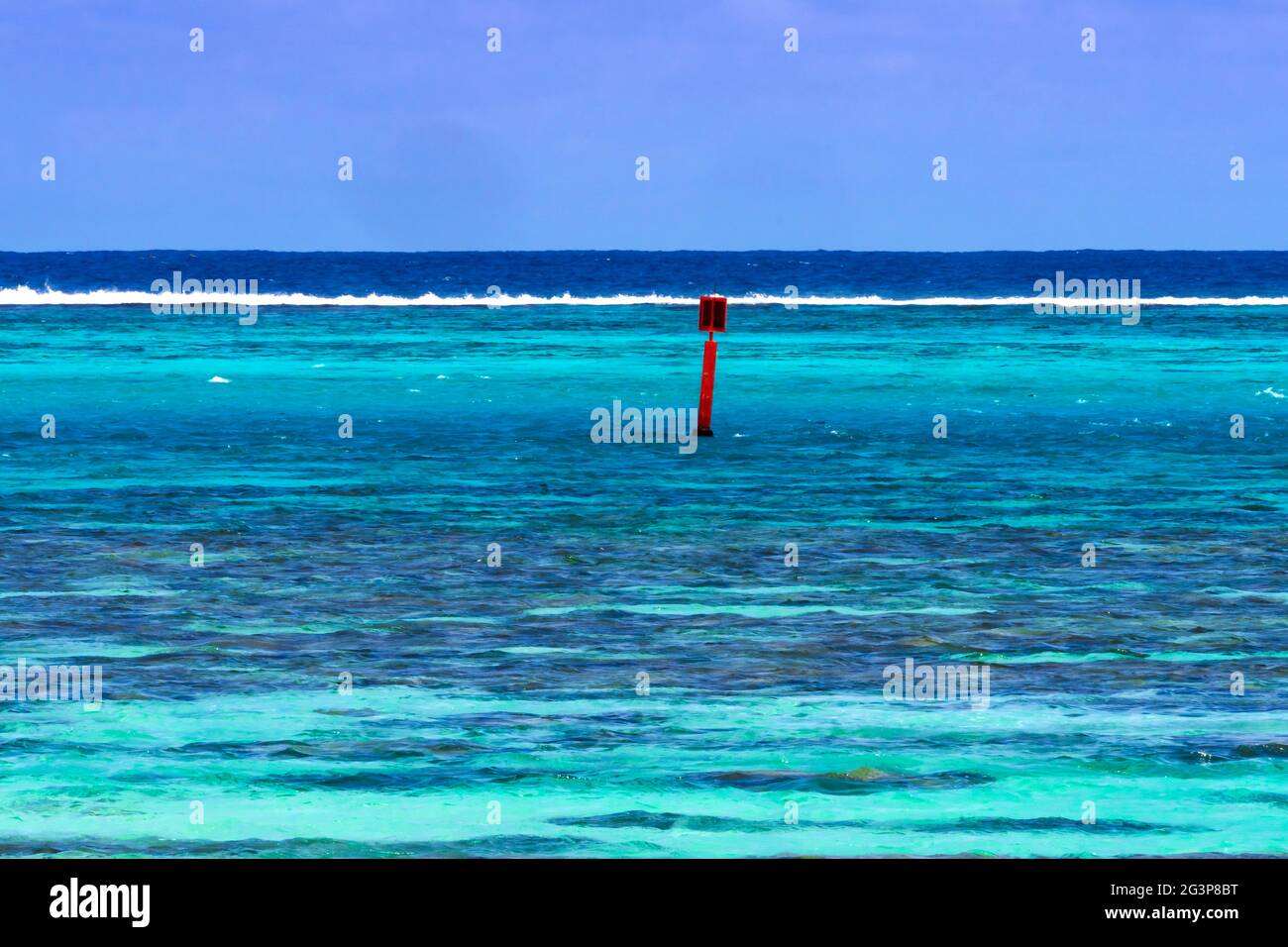Colorful Red Marker Blue Water Reef Moorea Tahiti French Polynesia ...