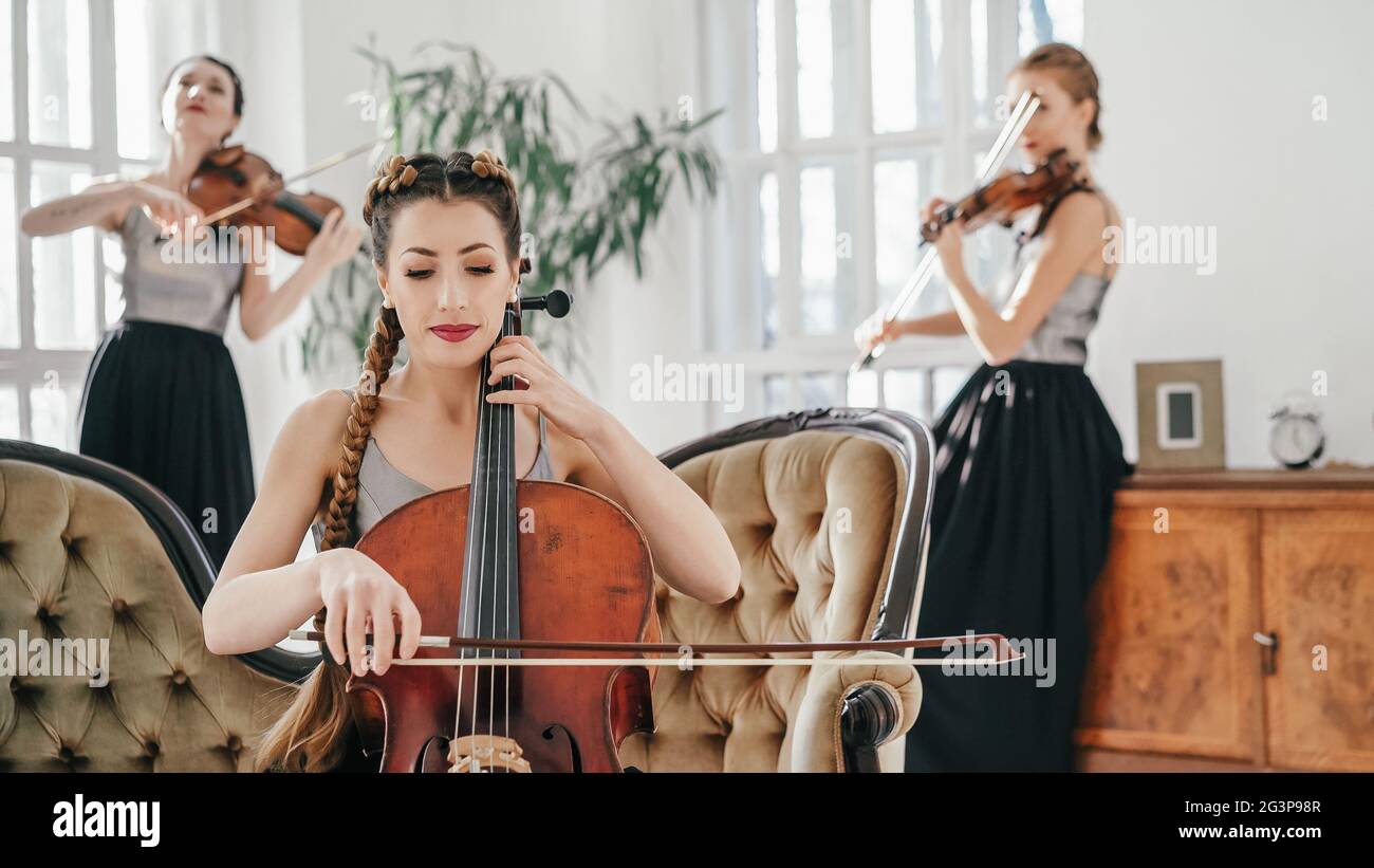 String quartet performs hi-res stock photography and images - Alamy