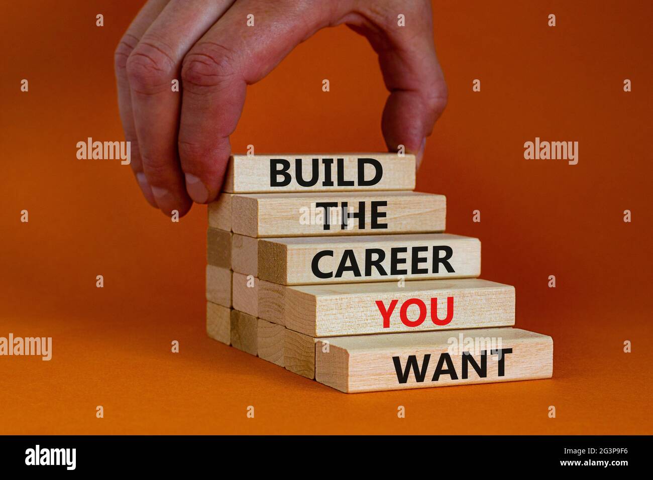 Build good career symbol. Wooden blocks with words 'build the career ...