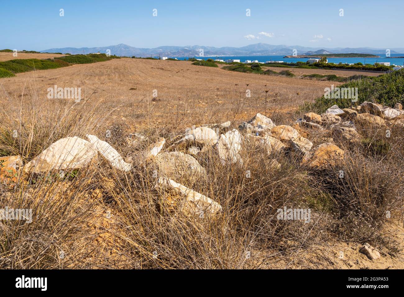 The rural landscape of the island of Paros. Cyclades, Greece Stock ...