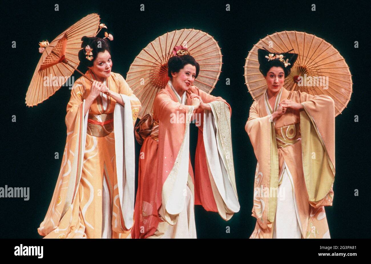 Three Little Maids - l-r: Karen Wood (Pitti-Sing), Marie Baron (Yum-Yum), Karen Skidmore (Peep ...