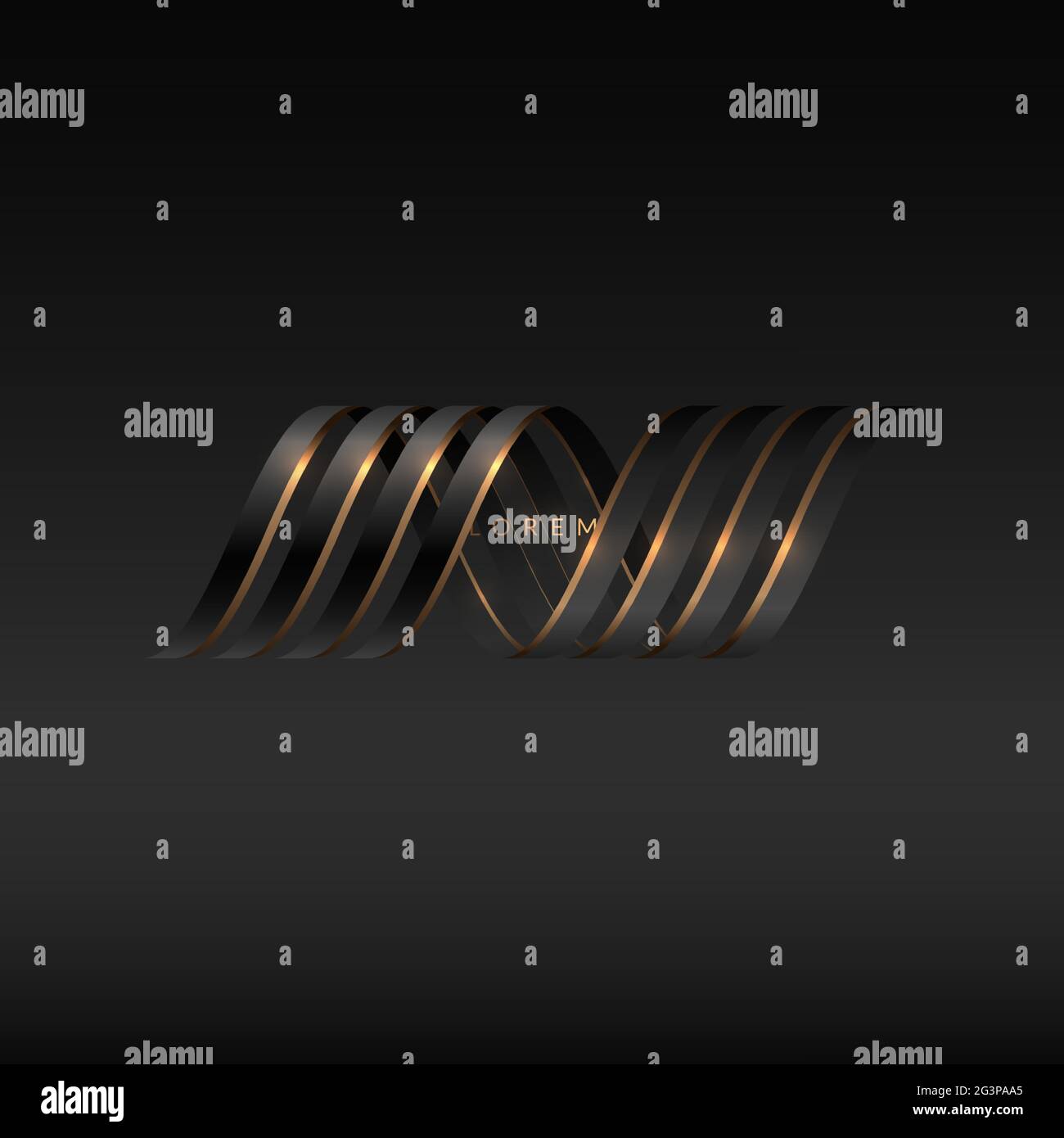 Abstract wavy figure in black gold color. Vector illustration Stock ...