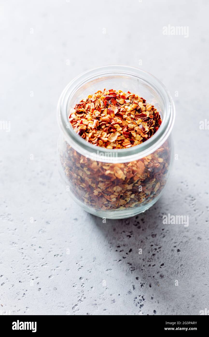 Jar of Dried Chillies on Kitchen Counter Stock Photo - Alamy