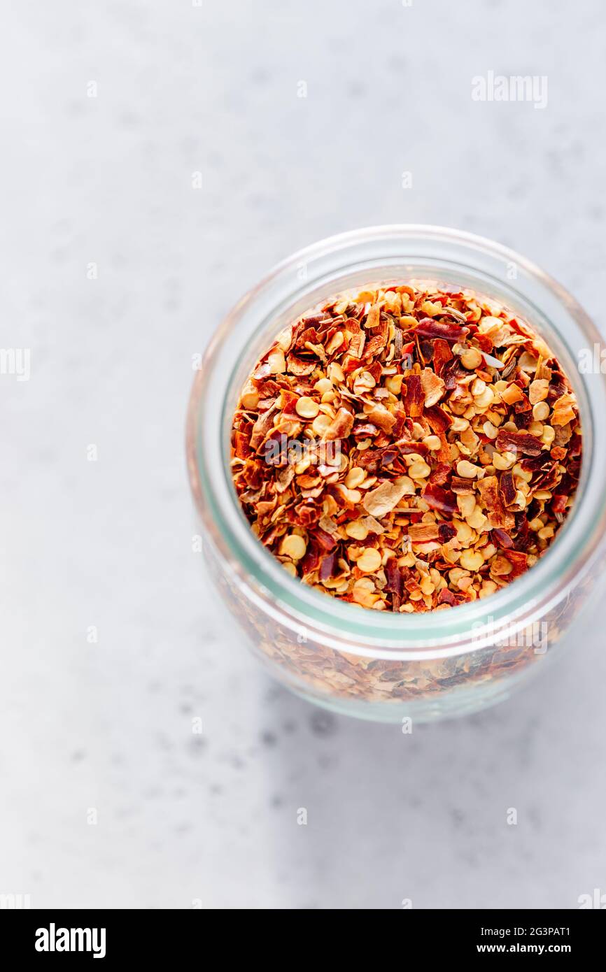 Jar of Dried Chillies on Kitchen Counter Stock Photo - Alamy