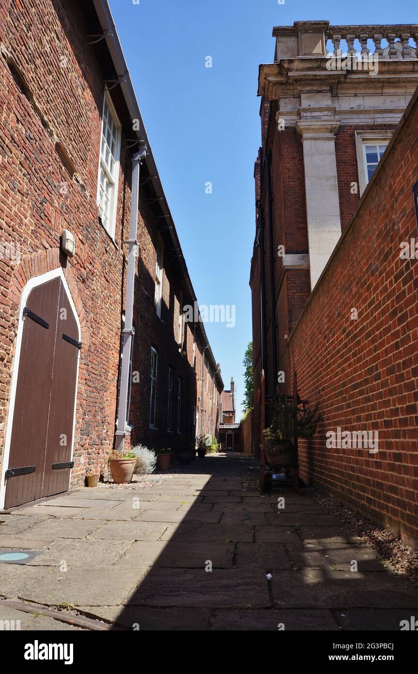 Low-angle view of the alleyway between the Guildhall & fydel House on ...