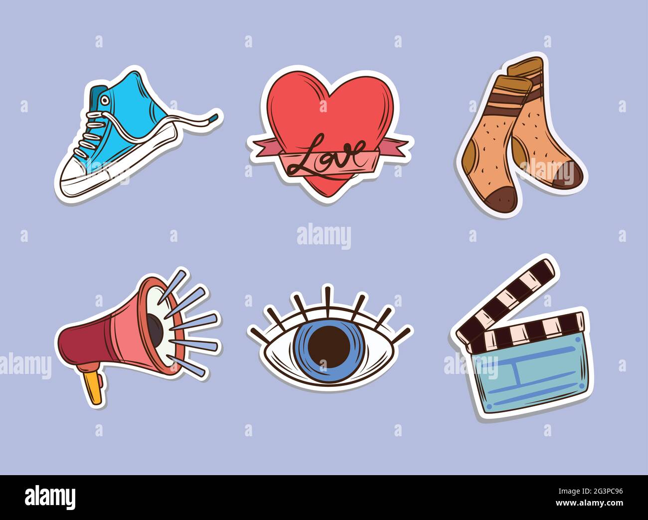 retro stickers set Stock Vector Image & Art - Alamy