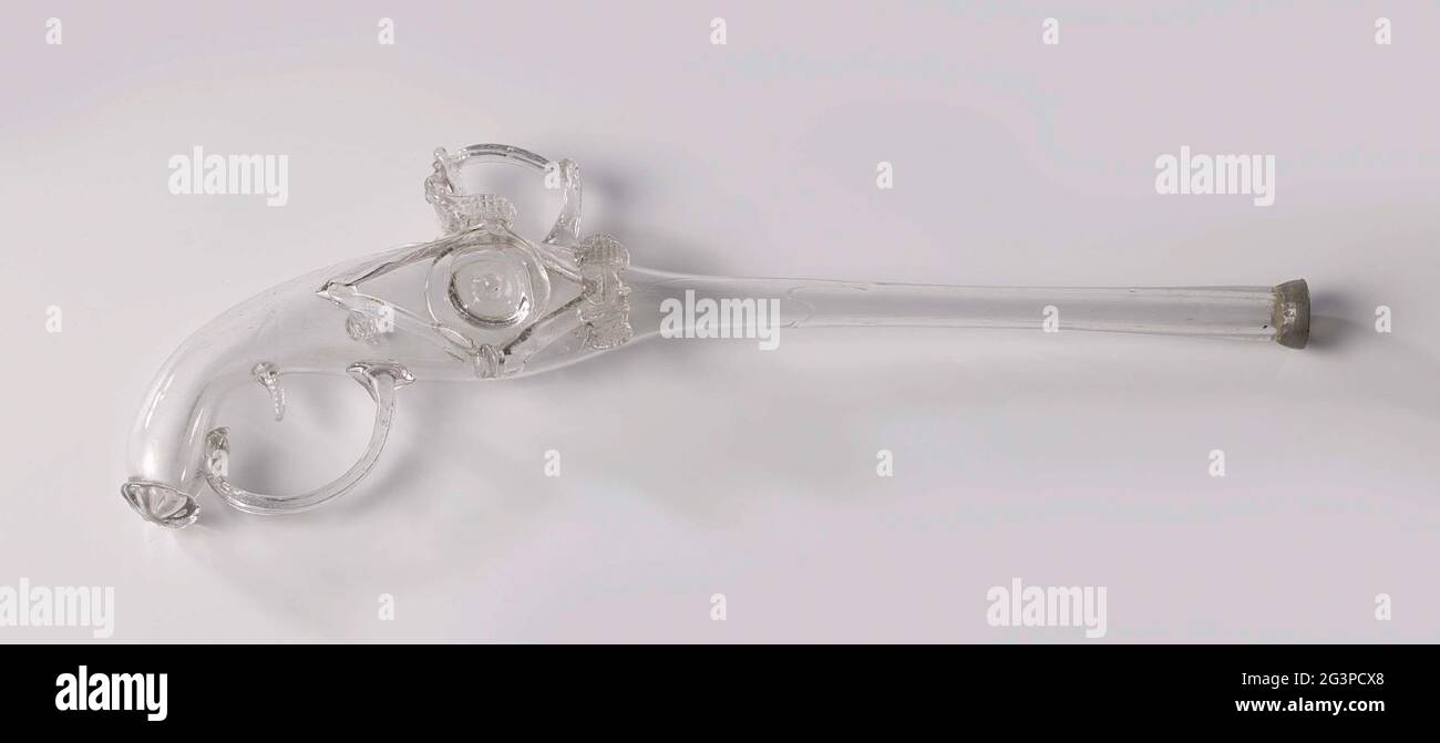 Glass in shape of a gun. Flask and walk from a smooth tube. A rosette ...