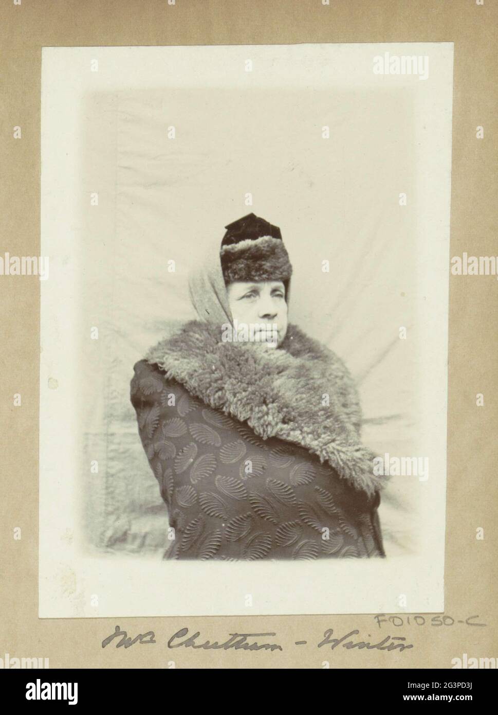Portrait of Mrs. Cheetham winter with winter coat, hat and scarf. Part ...