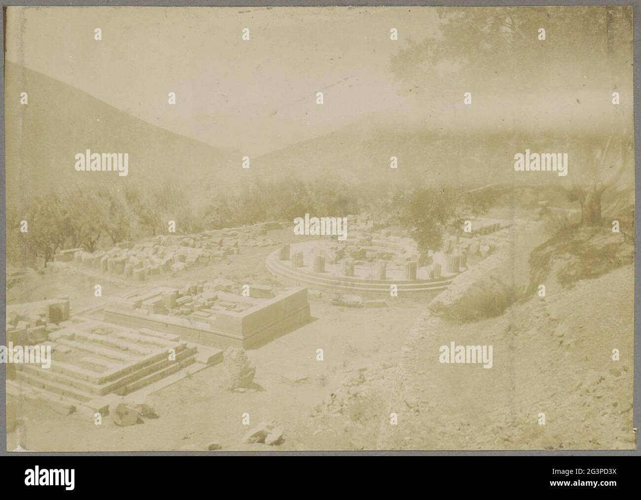 View of delphi excavations. Part of travel album with pictures of ...