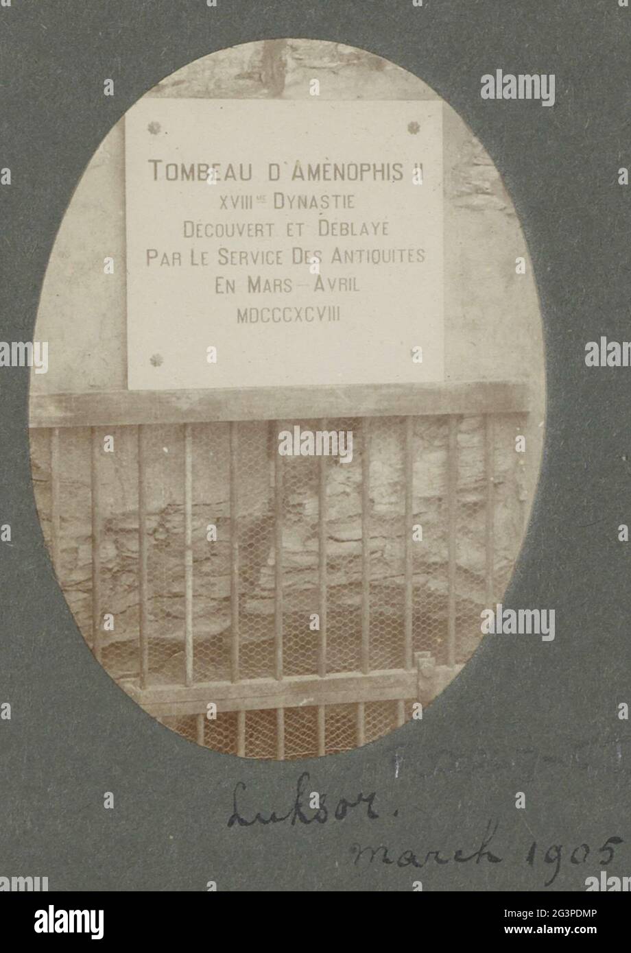 Plate with inscription at the Tomb of Amenhotep II in Luxor. Part of ...