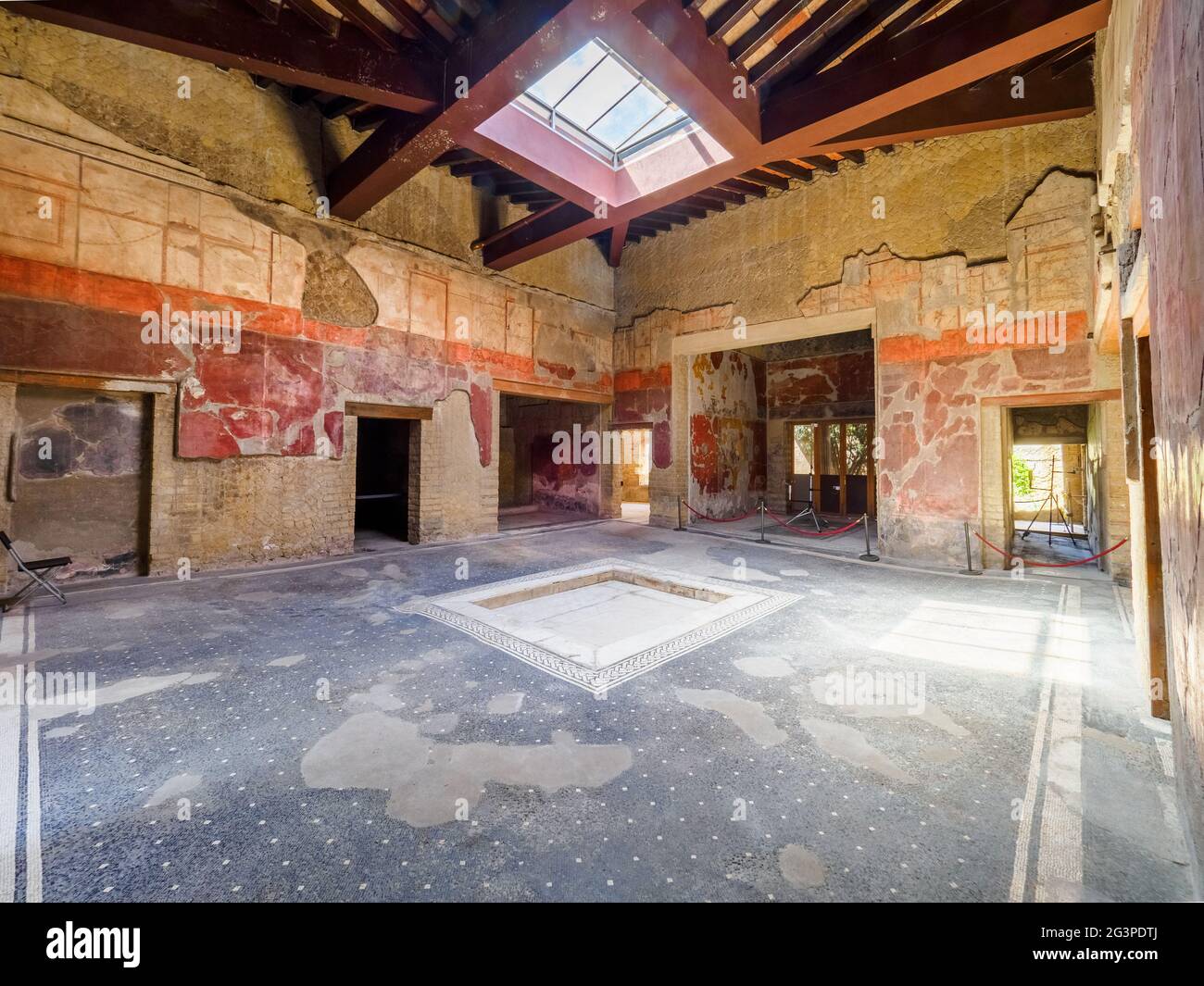 Large square atrium (main hall) with a marble lined impluvium with ...